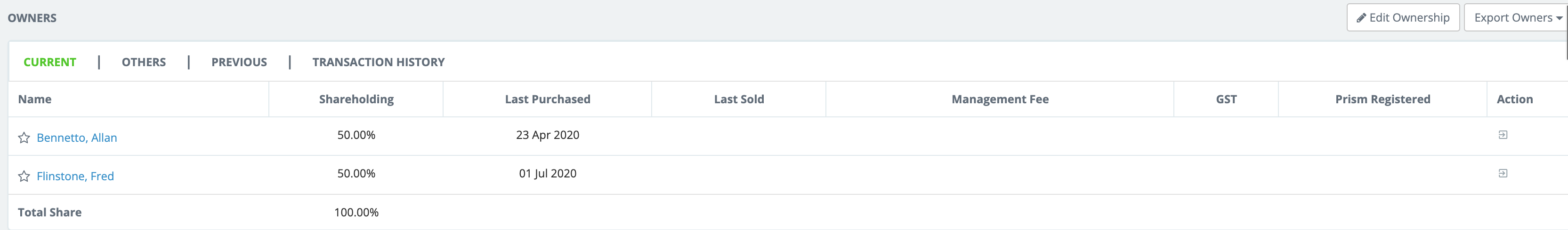 How to adjust an owner's ownership share in a horse